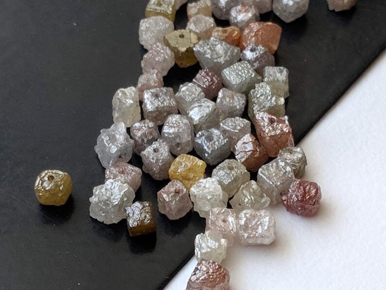 2.5-3mm Multi Color Rough Diamond Cube Drilled Natural Multi | Etsy