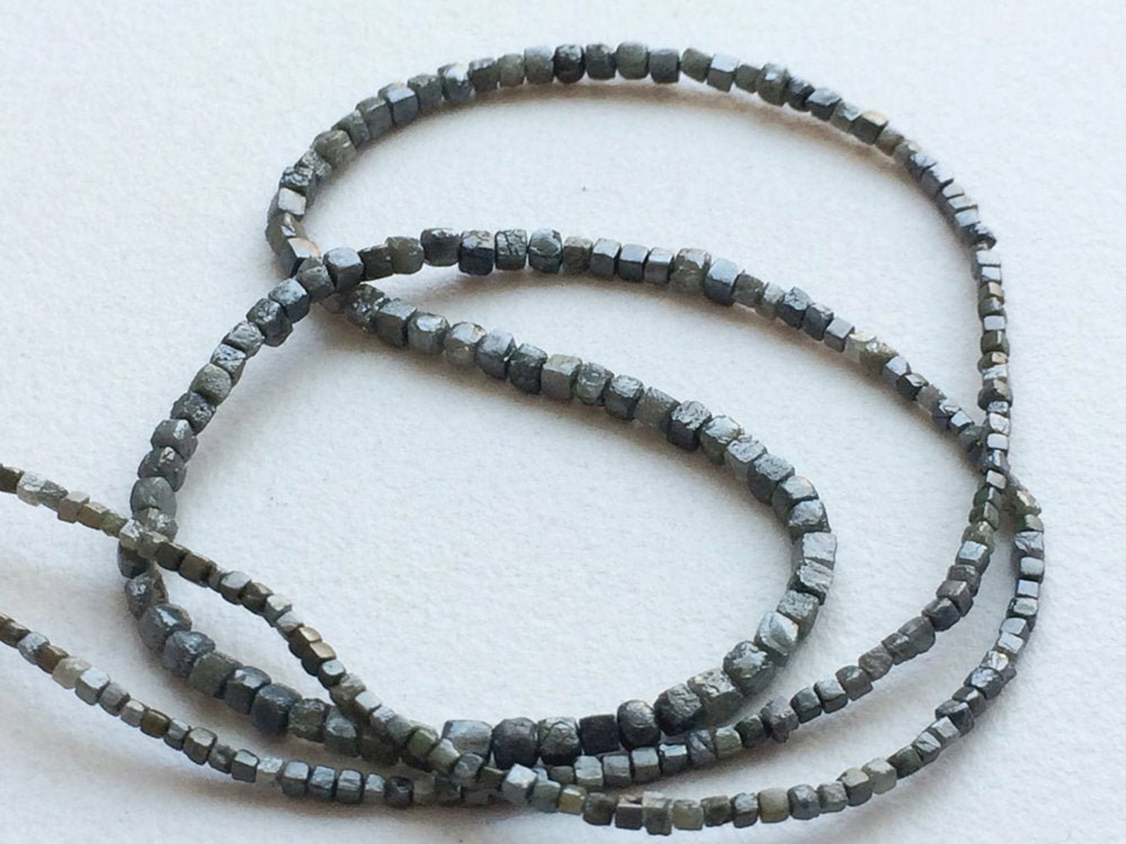 1-2mm Dark Grey Diamond Box Cubes, Natural Tiny Dark Grey Drilled Rough ...