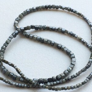 1-2mm Dark Grey Diamond Box Cubes, Natural Tiny Dark Grey Drilled Rough ...