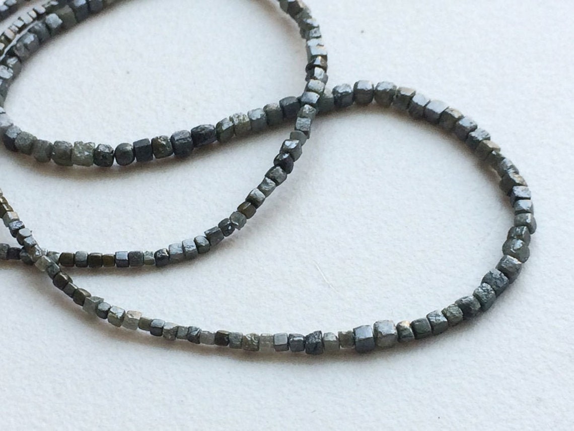 1-2mm Dark Grey Diamond Box Cubes, Natural Tiny Dark Grey Drilled Rough ...