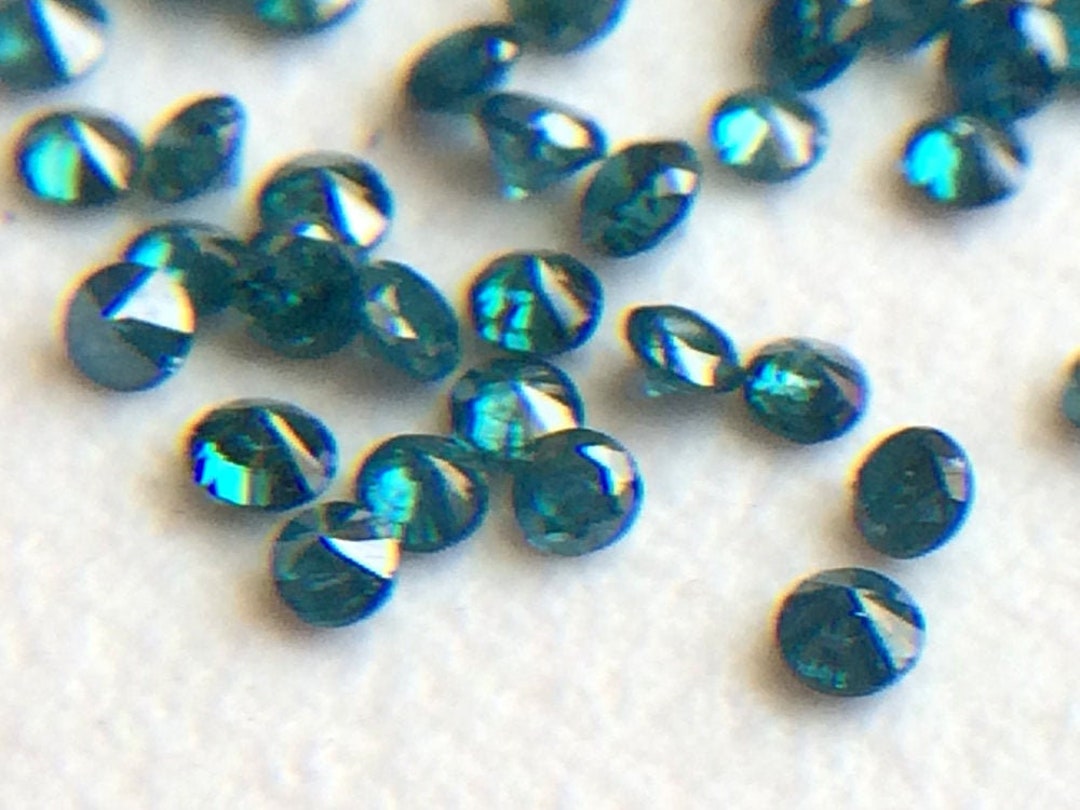 2mm Blue Brilliant Cut Faceted Round Shape Diamond, Loose Sparkling ...