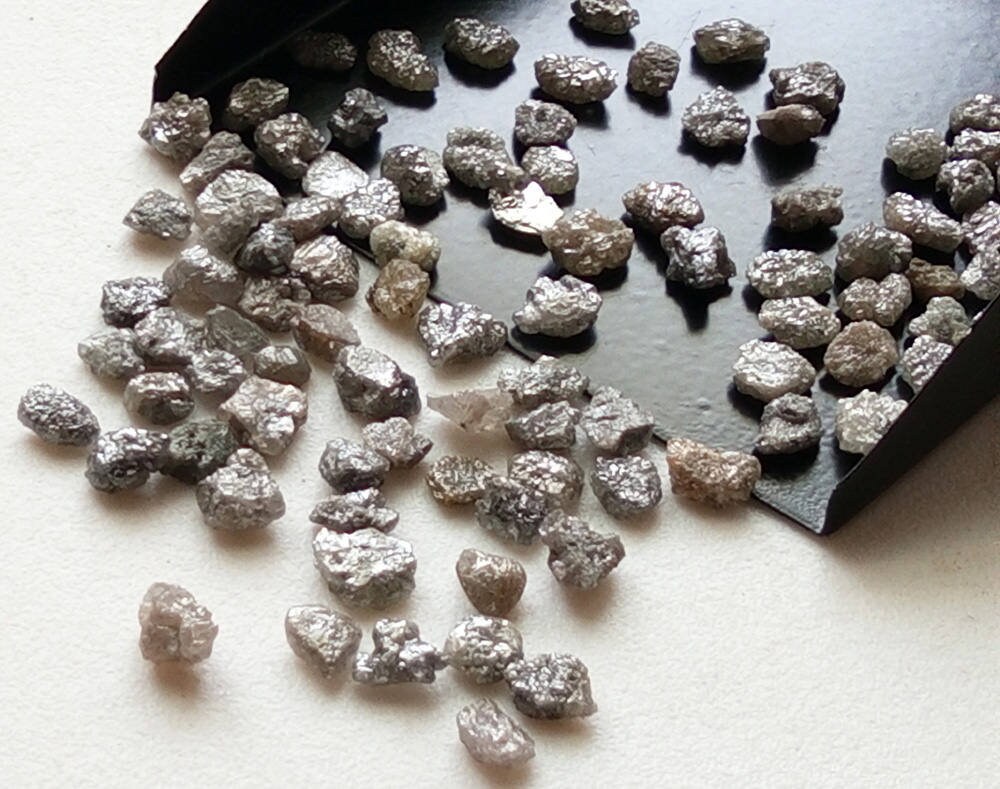 4-7mm Grey Flat Raw Diamond Slice, Natural Grey Rough Diamonds, Uncut ...