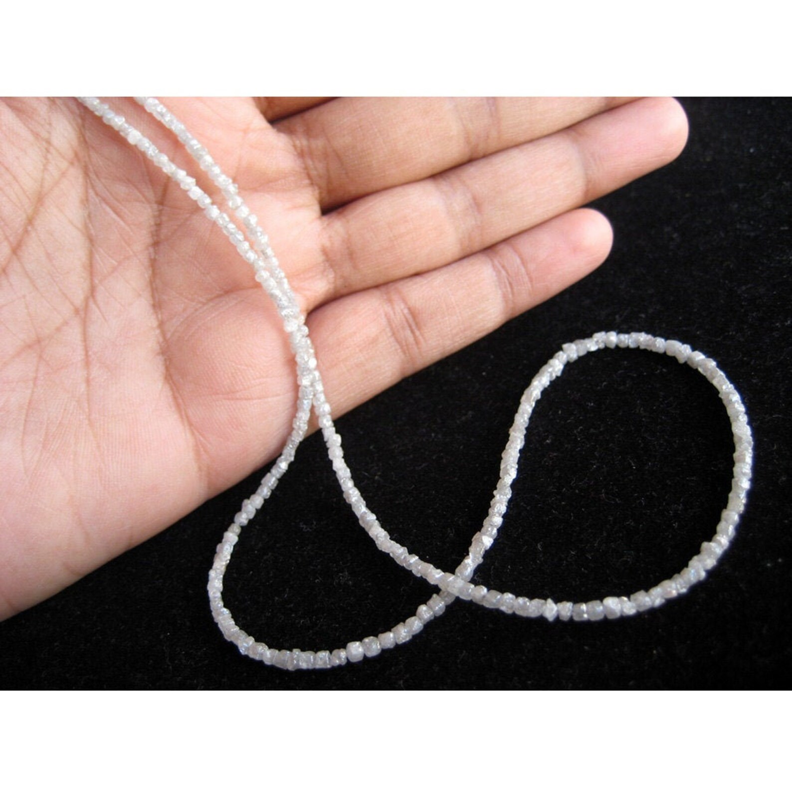 1mm to 2mm White Grey Diamond Box Beads, Rough Diamonds, Natural Raw ...