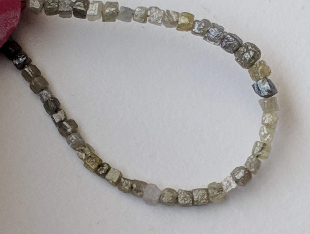 1.5-2mm Grey Diamond Box Cubes, Natural Tiny Grey Drilled Rough Diamond ...