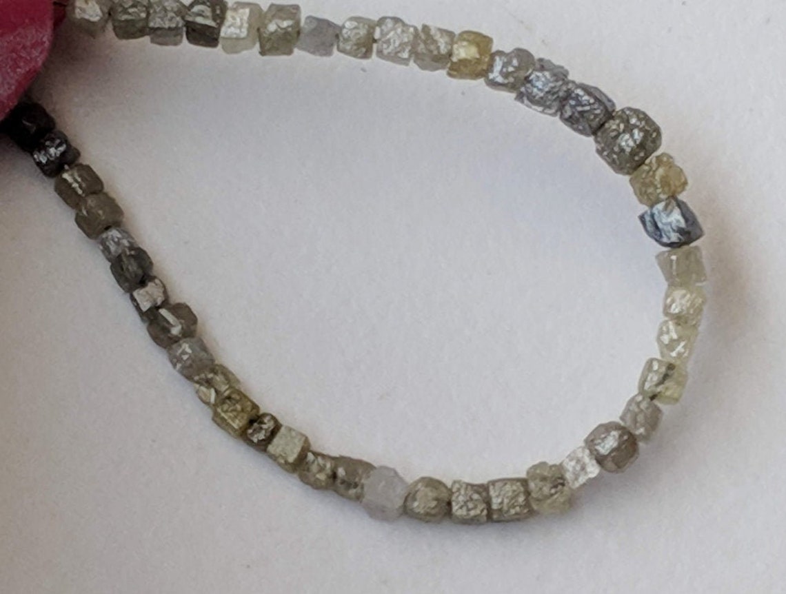 1.5-2mm Grey Diamond Box Cubes, Natural Tiny Grey Drilled Rough Diamond ...