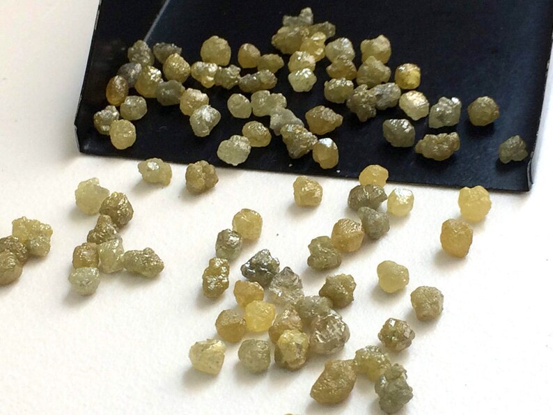 3-5mm Yellow Rough Diamond Rondelles, Natural Yellow Diamond, Yellow ...