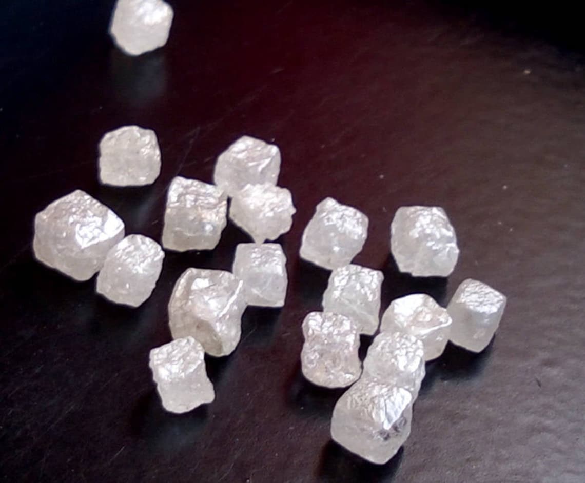 2-3mm White Rough Diamond Cube, Natural Pure White Diamonds, Loose ...