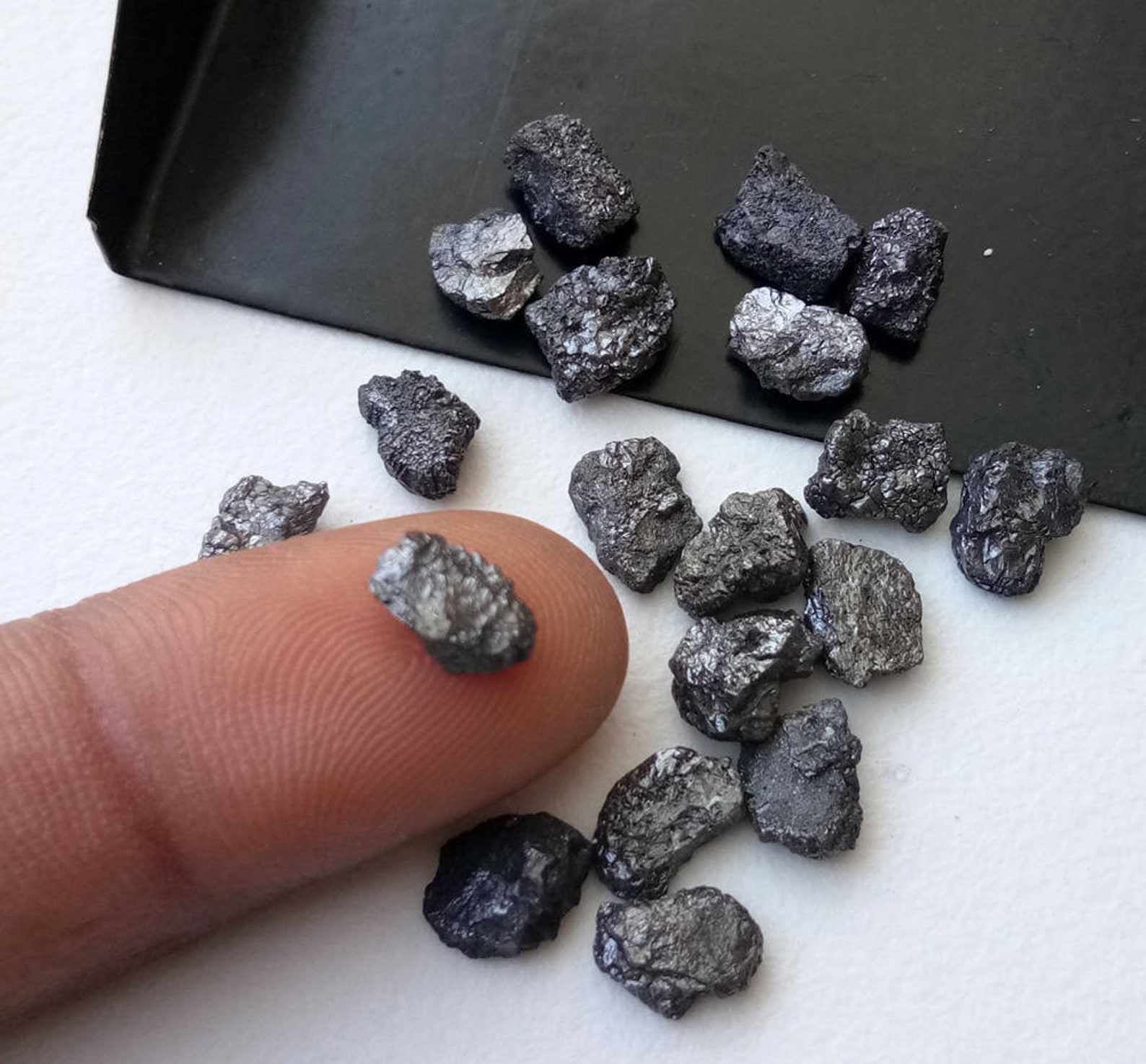 6-7mm Black Diamond Flat Black Rough Diamond Black Raw | Etsy