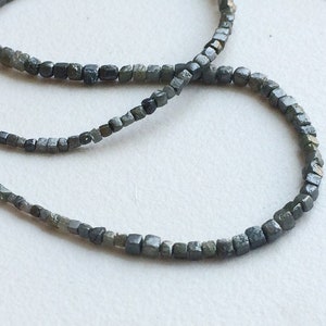 1-2mm Dark Grey Diamond Box Cubes, Natural Tiny Dark Grey Drilled Rough ...