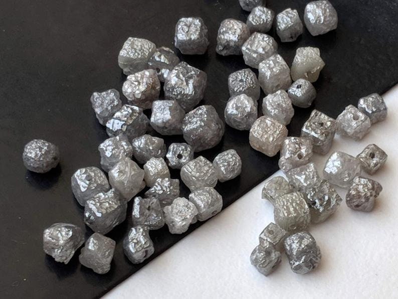 2.5-3mm Grey Rough Drilled Diamond Cube Natural Grey Diamond - Etsy