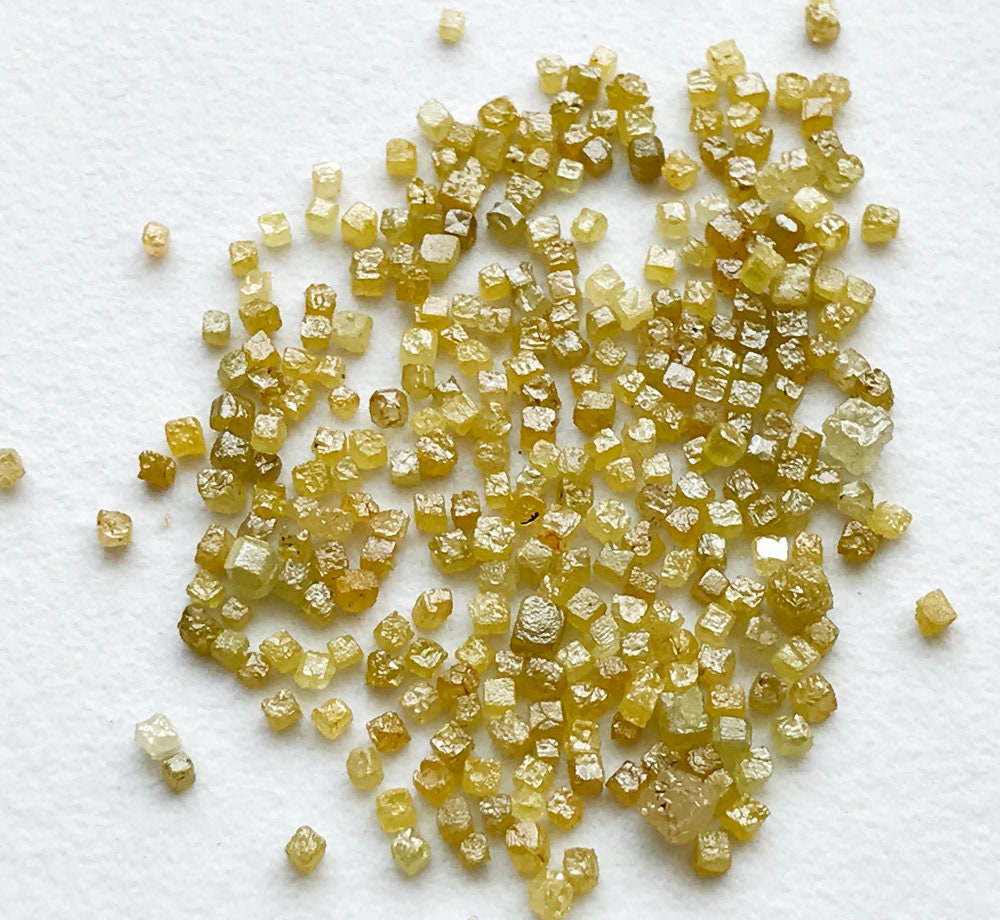 1-2mm Yellow Rough Diamond Perfect Cube, Natural Yellow Tiny Raw ...