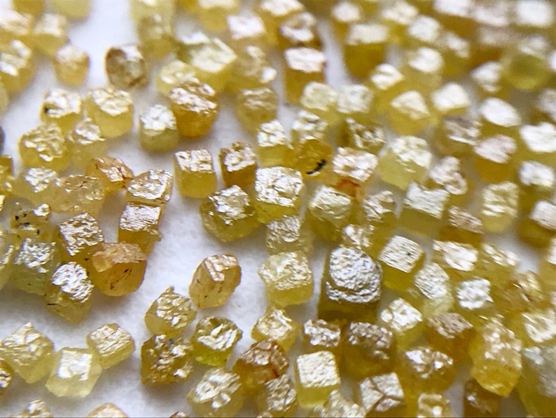 1-2mm Yellow Rough Diamond Perfect Cube, Natural Yellow Tiny Raw ...