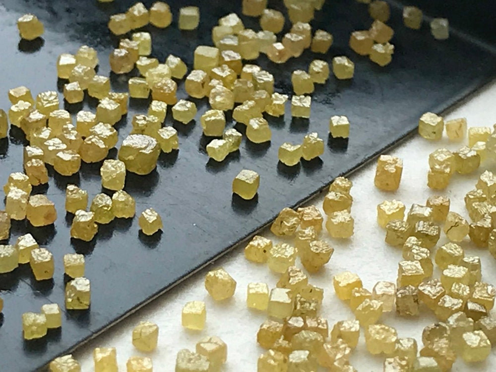 1-2mm Yellow Rough Diamond Perfect Cube, Natural Yellow Tiny Raw ...