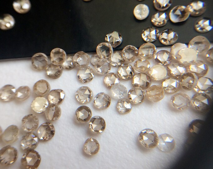 Natural Rose Cut Diamond & Uncut Diamond Polki 925 Sterling Silver ...