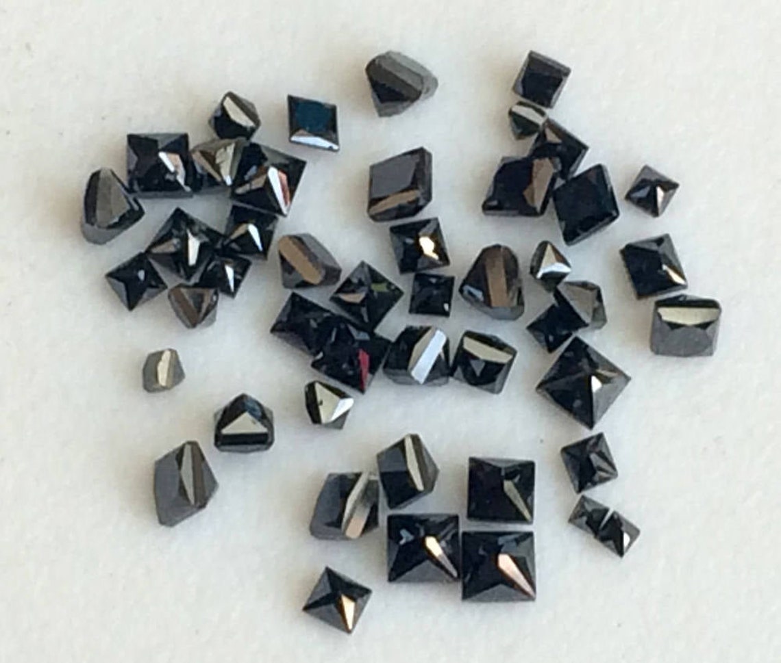 2-2.5mm Black Diamond Princess Cut, Loose Natural Sparkling Princess ...
