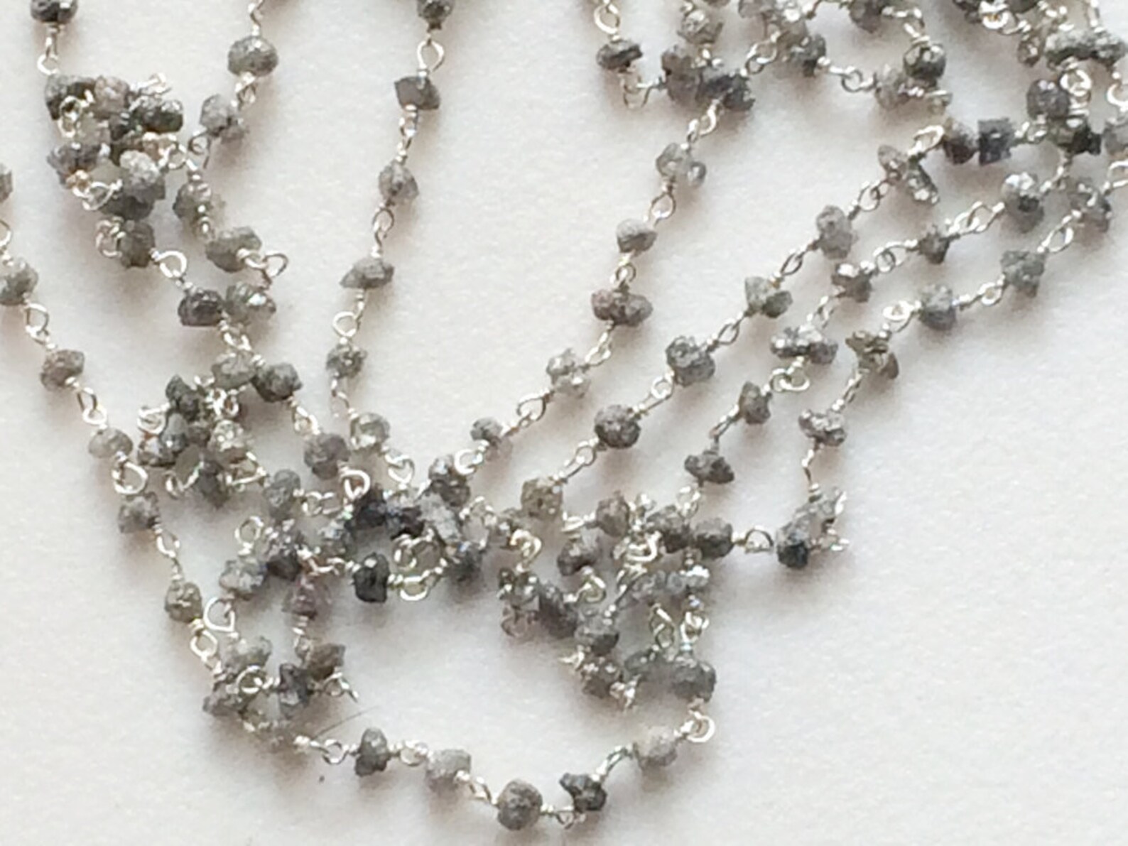 2.5-3.5mm Grey Raw Diamonds Rosary Chain Grey Rough Diamond | Etsy