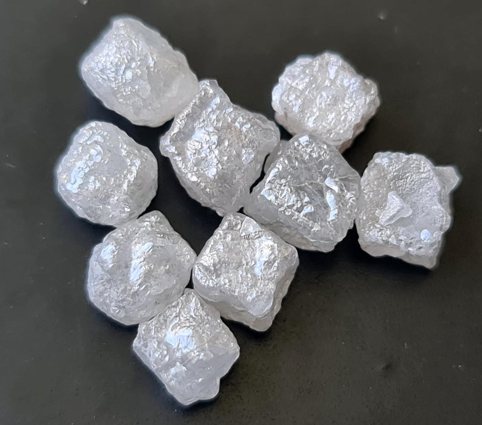 4.5-5.2mm White Grey Raw Diamond Cube, 4 Pcs Box Shaped White Grey ...