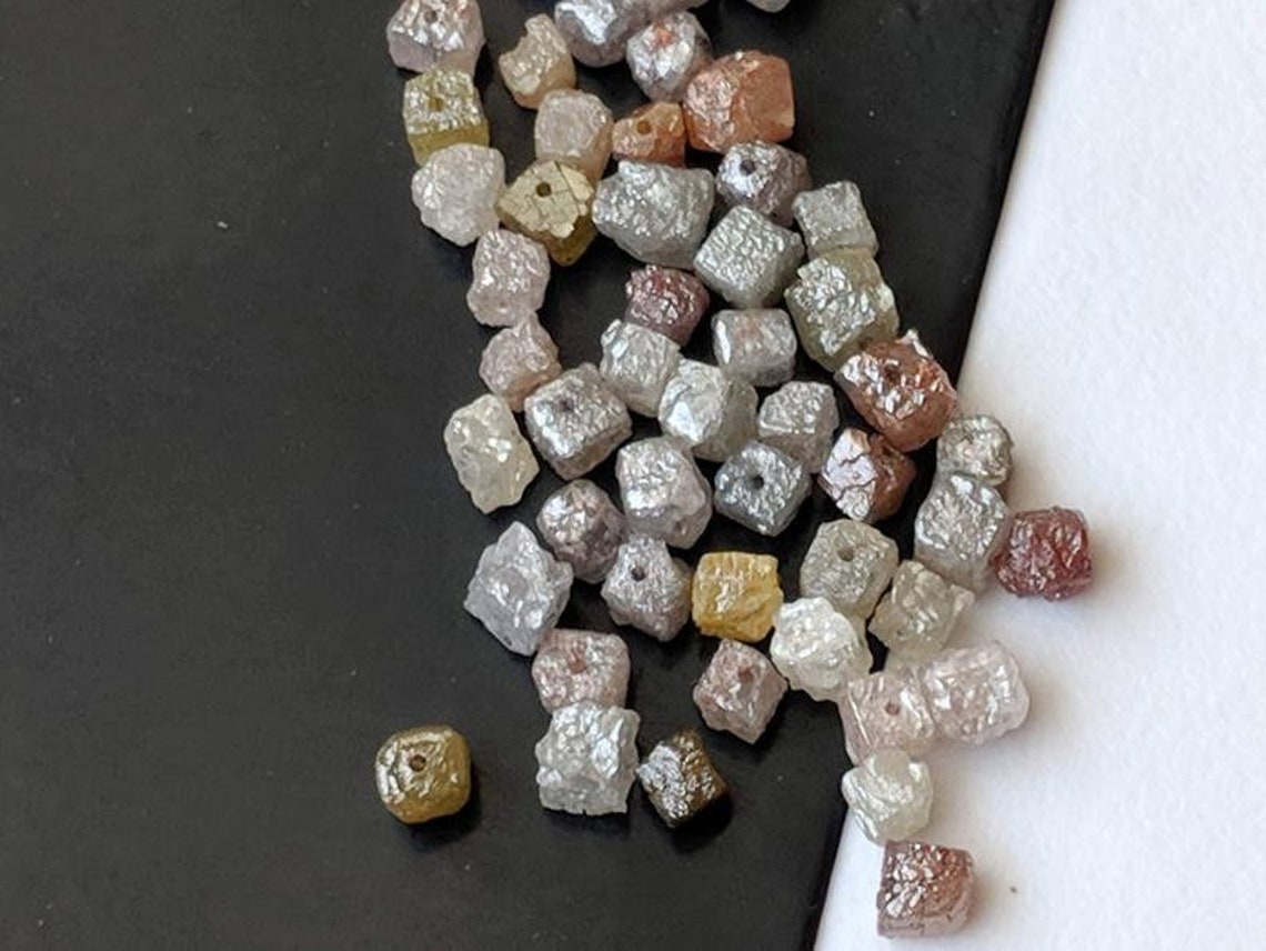 2.5-3mm Multi Color Rough Diamond Cube Drilled Natural Multi | Etsy