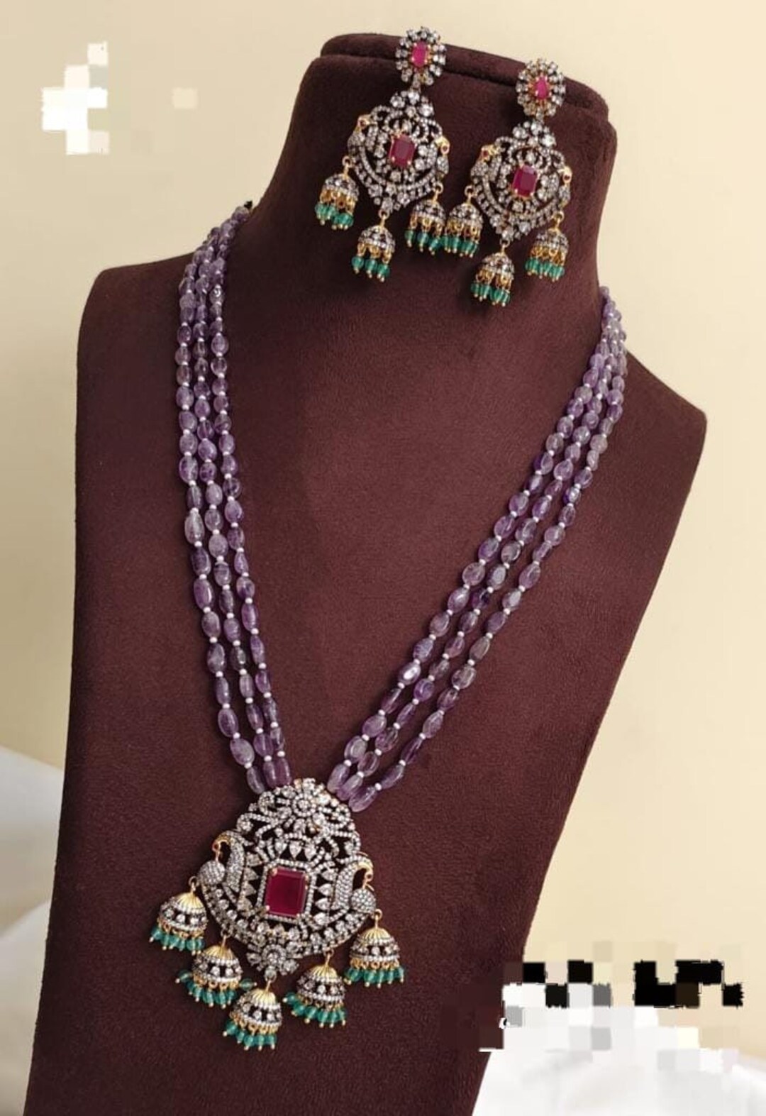 Victorian Beads Jewelry With Matching Earrings for Pendants of Beads ...