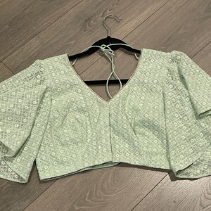 Pista Shade Chikankari Blouse With Designer Stitched Blouse saree ...