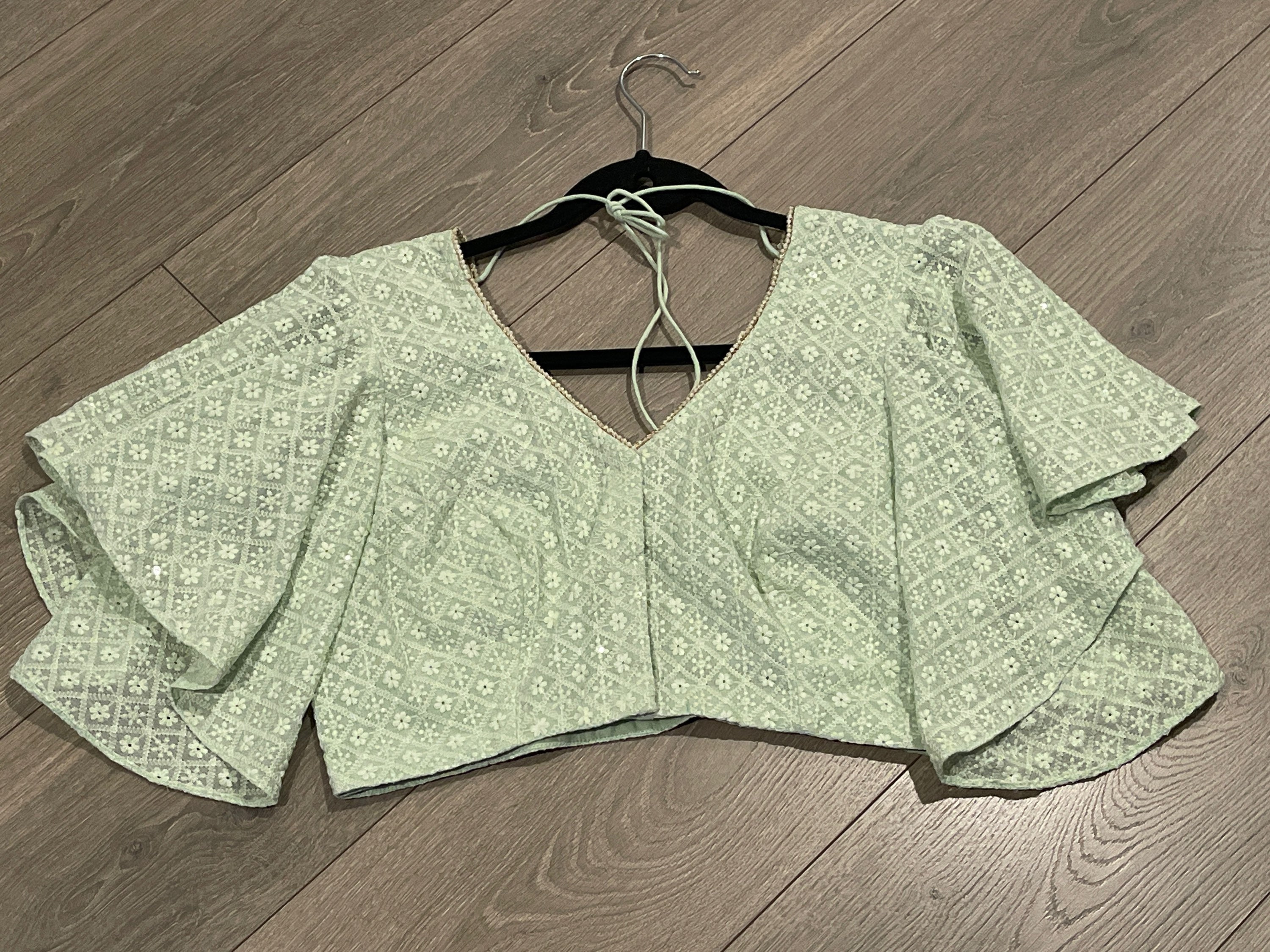 Pista Shade Chikankari Blouse With Designer Stitched Blouse saree ...