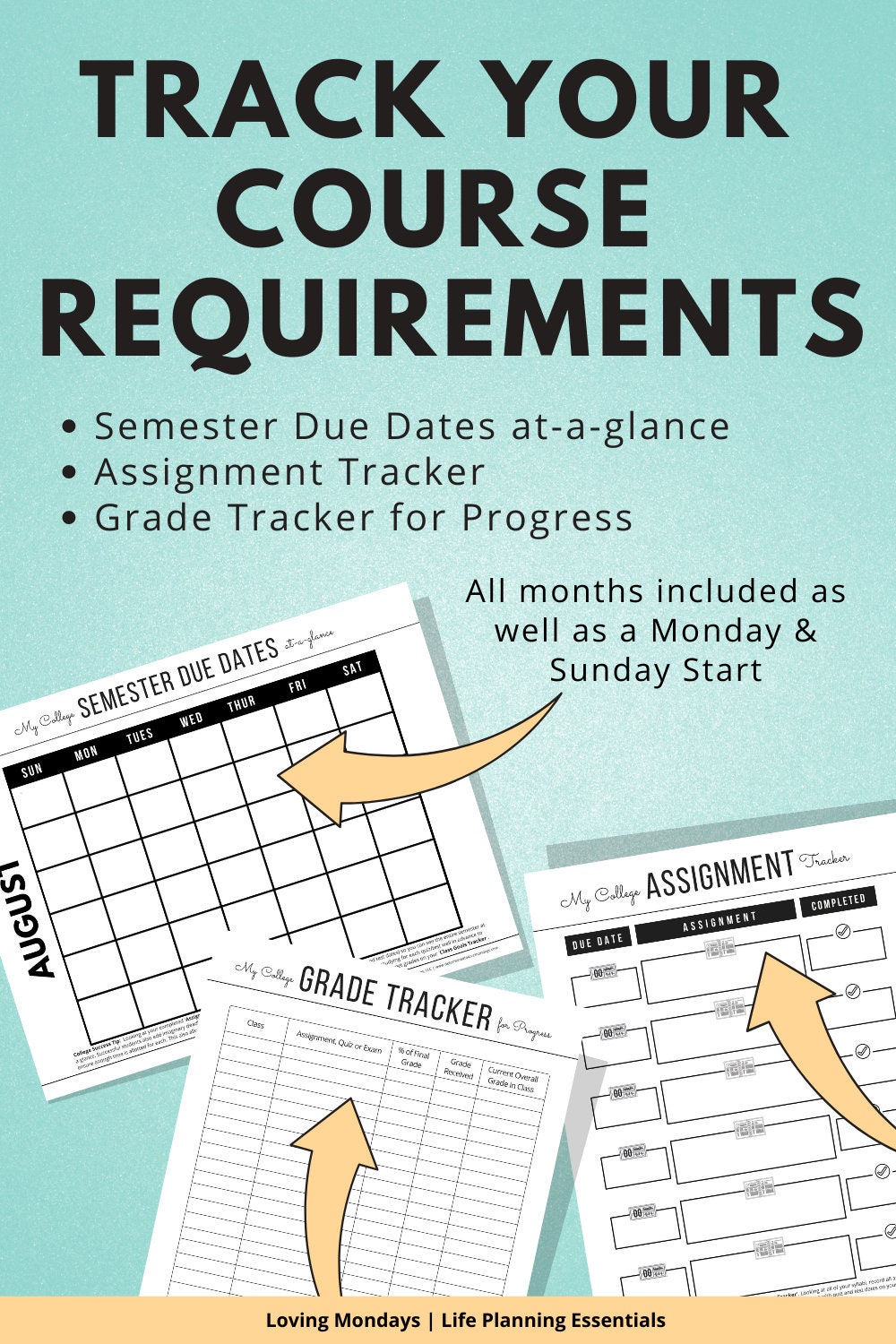 Student Planner Printable, Happy Planner, College, Academic, Back to ...