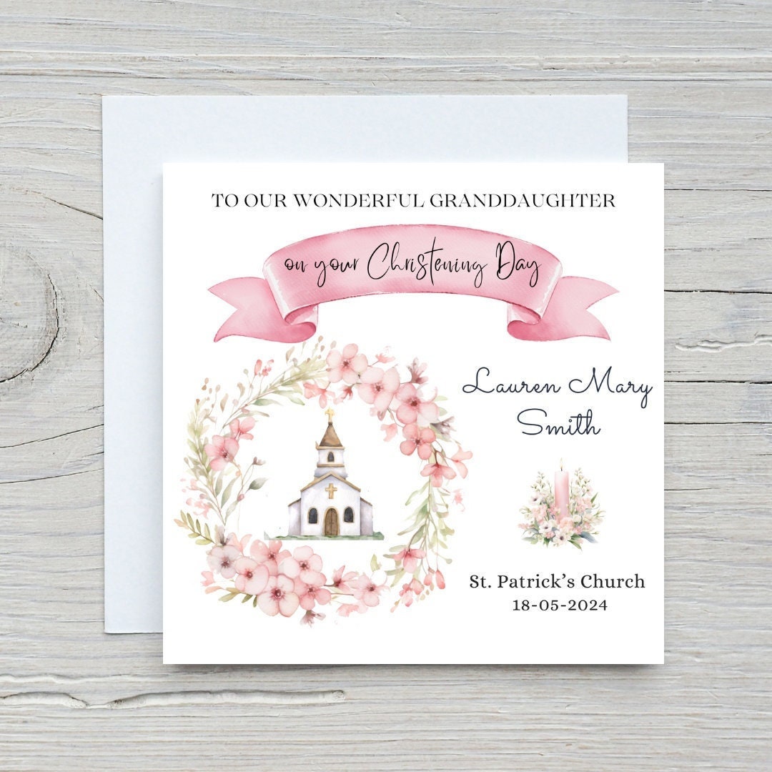 Personalized Granddaughter Christening Card: Elegant Baptism Card - Etsy
