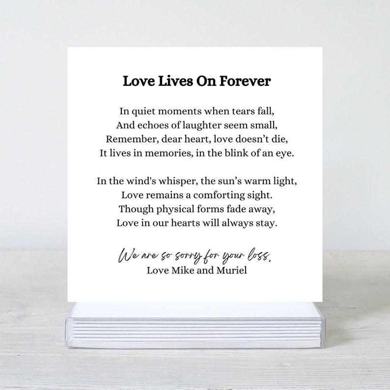 Personalized Sympathy Card: Grief Poem, Condolences - Etsy