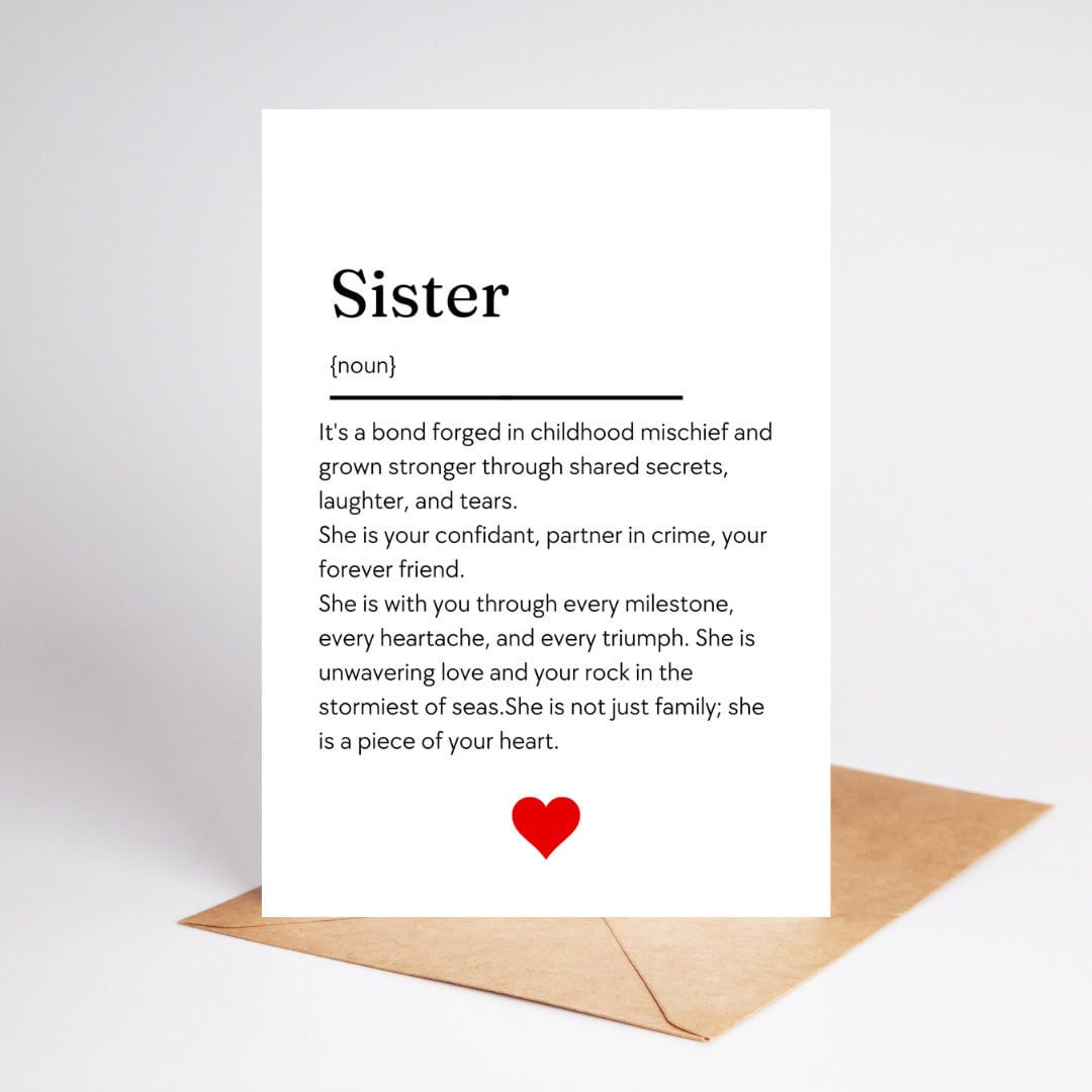 Sister Definition Card: Birthday Gift for Bestie. - Etsy