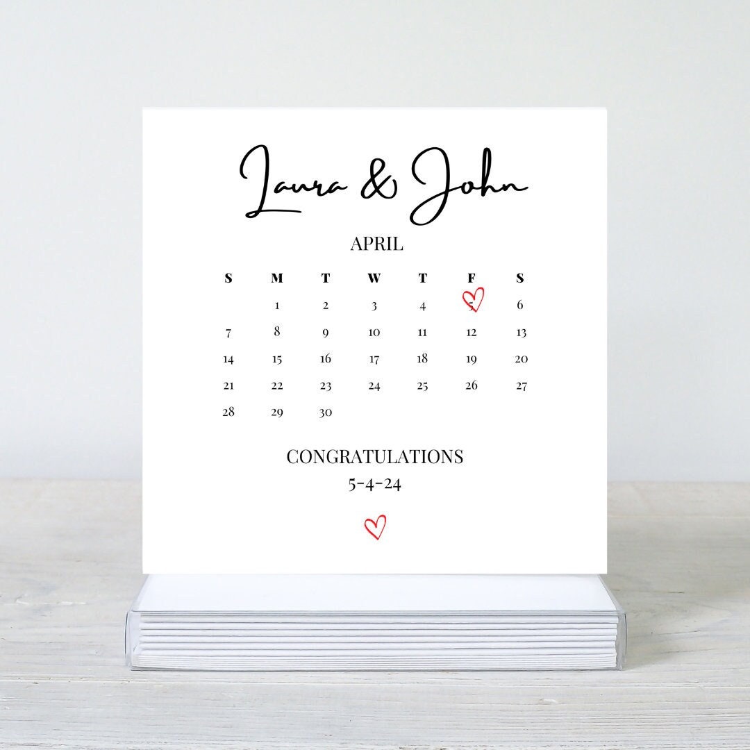 Wedding Day Card, on Your Wedding Day Card, Calendar Congratulations ...