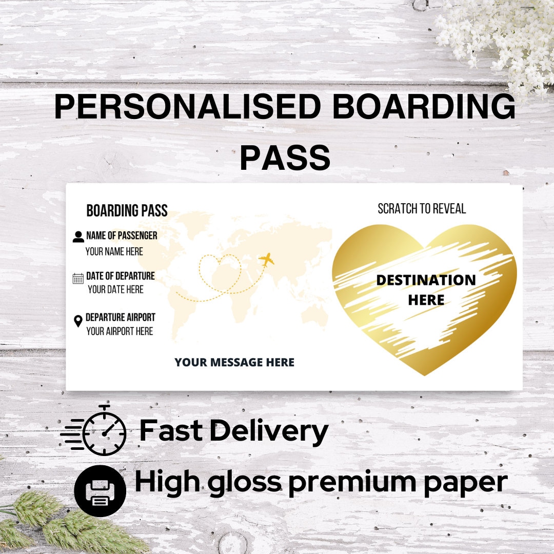 Boarding Pass, Personalized Scratch Reveal for Surprise Holiday ...