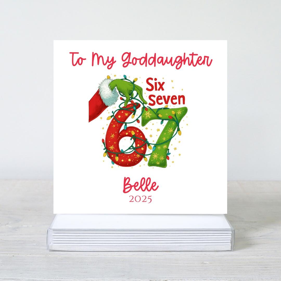 6 7 Christmas Card, Personalised for Children, Viral Meme, Goddaughter ...