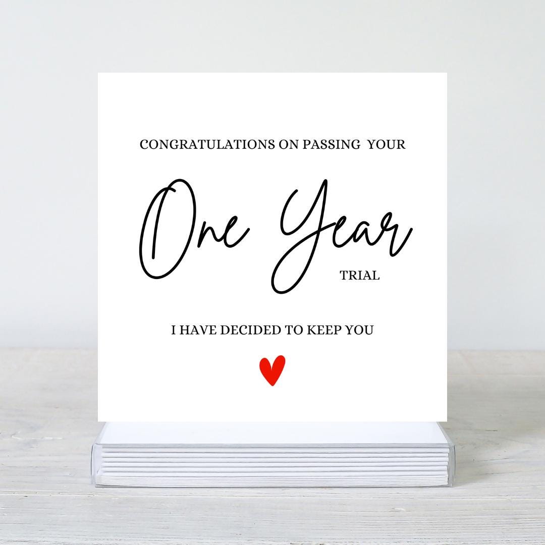 Funny 1st Anniversary Card: 'one Year Trial' Design - Etsy