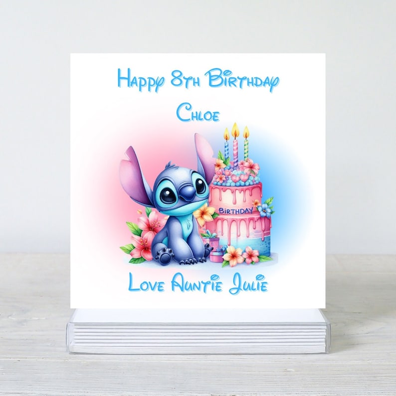 Personalized Stitch Birthday Card: Custom Age & Name - Etsy