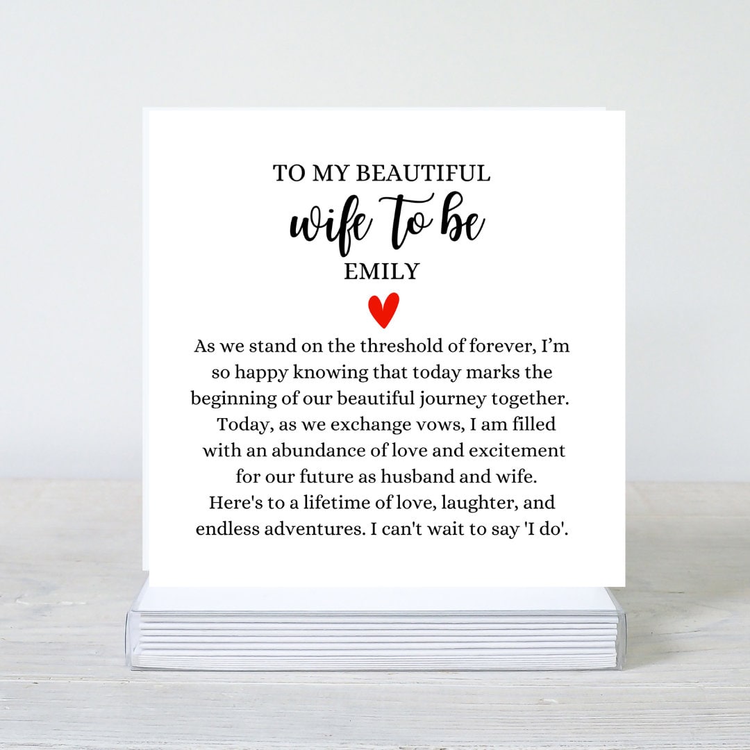 Personalised Wife to Be Wedding Card, to My Future Wife on Our Wedding ...