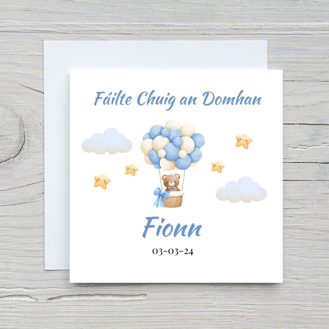 Welcome to the World / Fáilte Chuig an Domhan, New Baby Boy Card ...