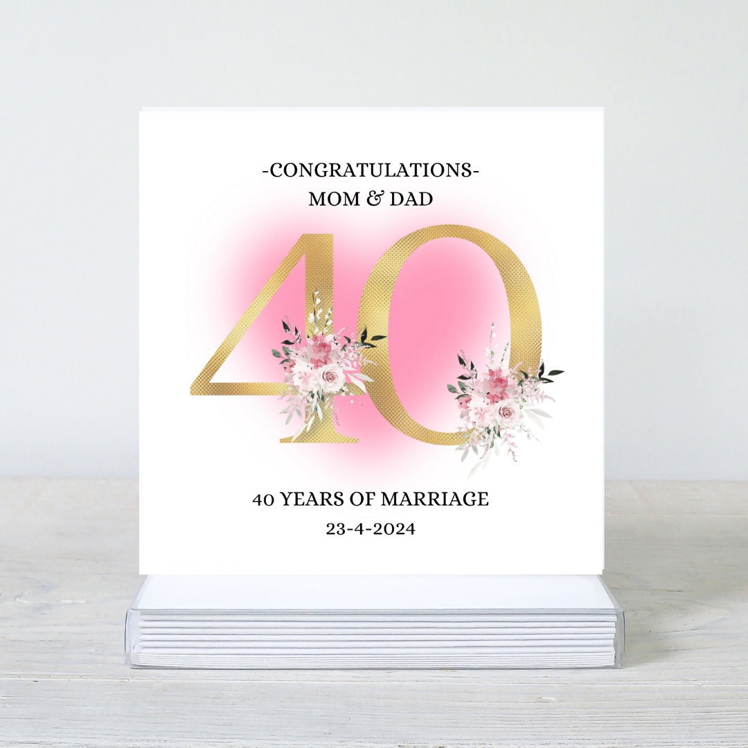 Personalised 40th Wedding Anniversary Card, 40 Ruby Years ...
