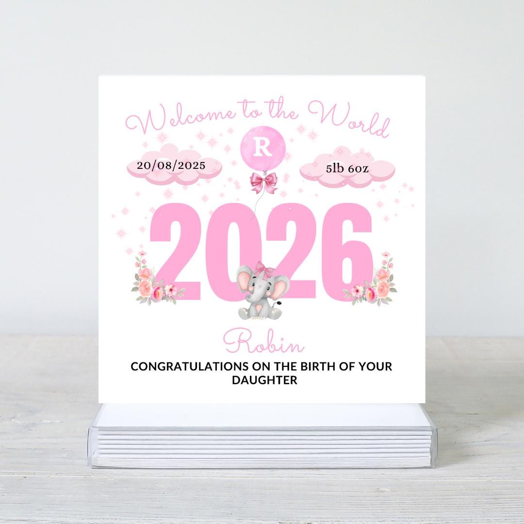 Personalized Baby Girl Card: Welcome New Granddaughter Daughter Niece ...