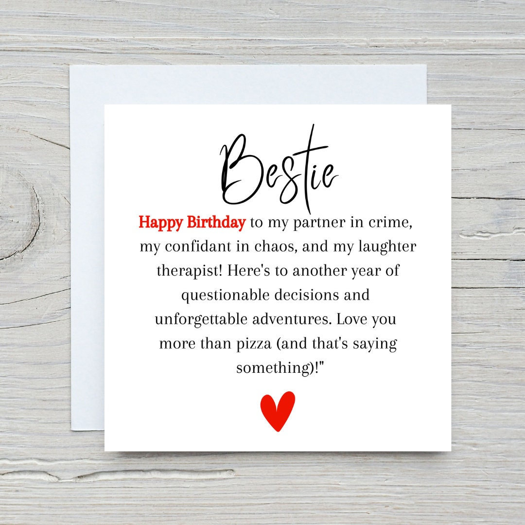 Bestie Birthday Card, Birthday Card for Bestie, Happy Birthday Bestie ...