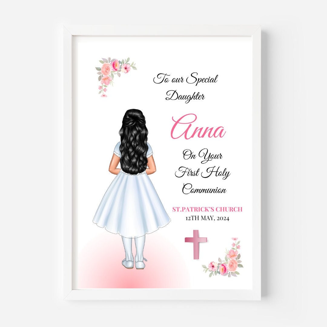 Personalized First Holy Communion Print: Girl's Portrait Gift. - Etsy