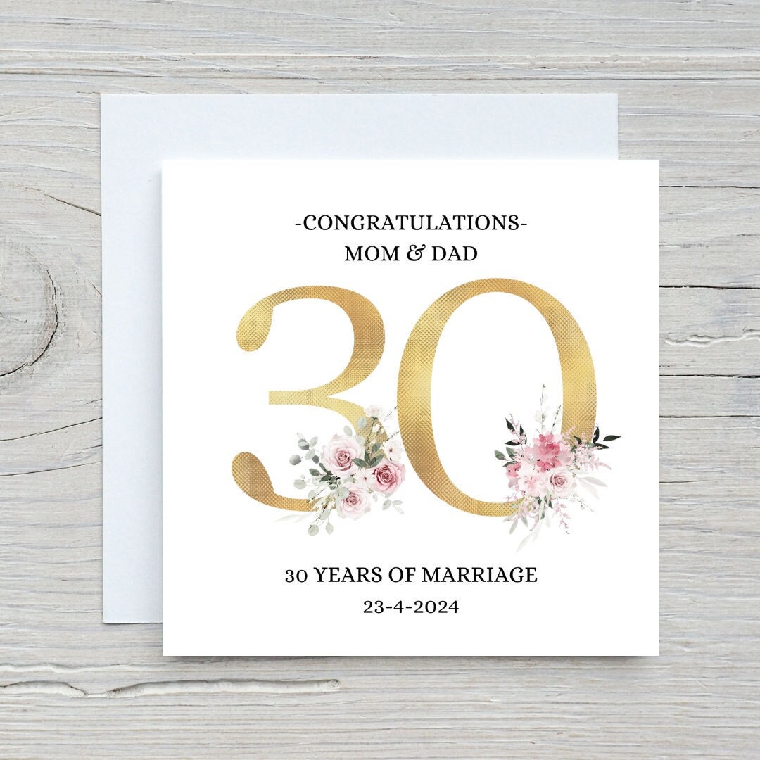 Personalised 30th Wedding Anniversary Card, 30 Pearl Years ...