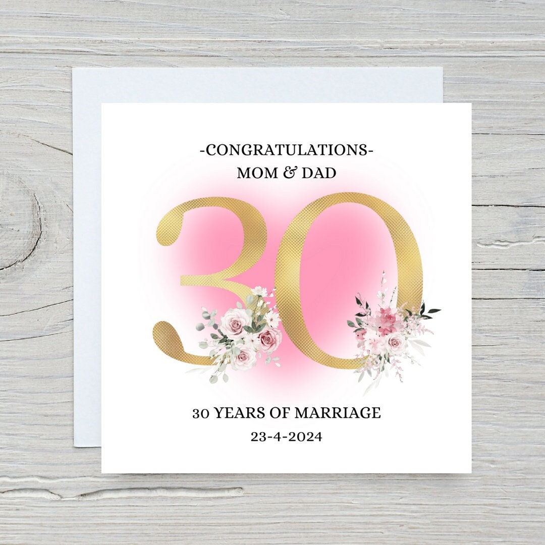 Personalised 30th Wedding Anniversary Card, 30 Pearl Years ...