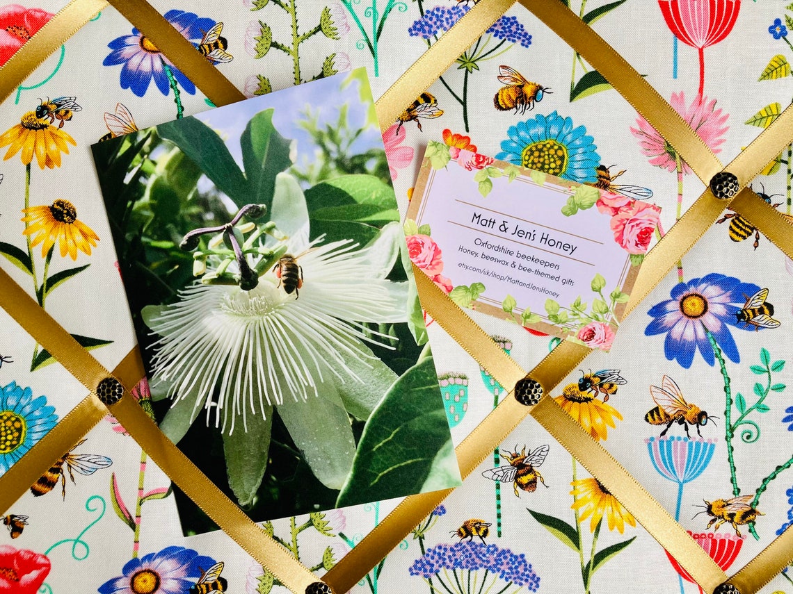 Honeybee Flowers Fabric Noticeboard Memoboard Pinboard | Etsy UK