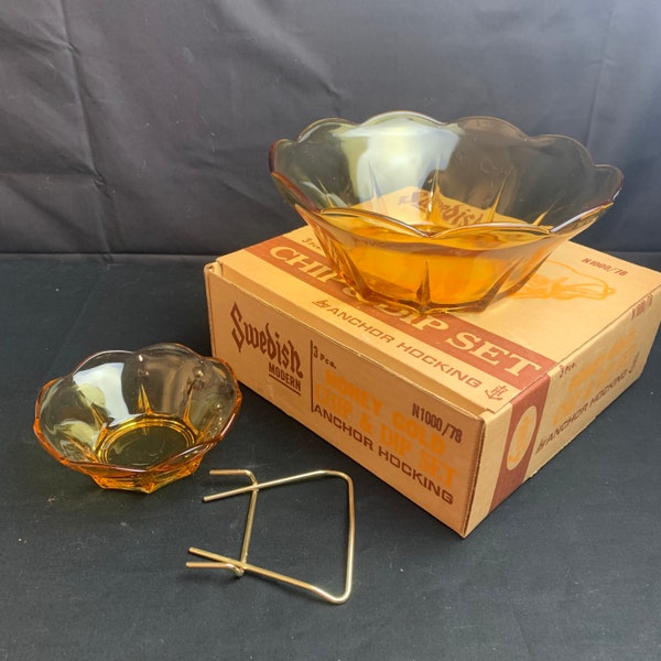 Anchor Hocking Vintage Chip and Dip Set - Etsy
