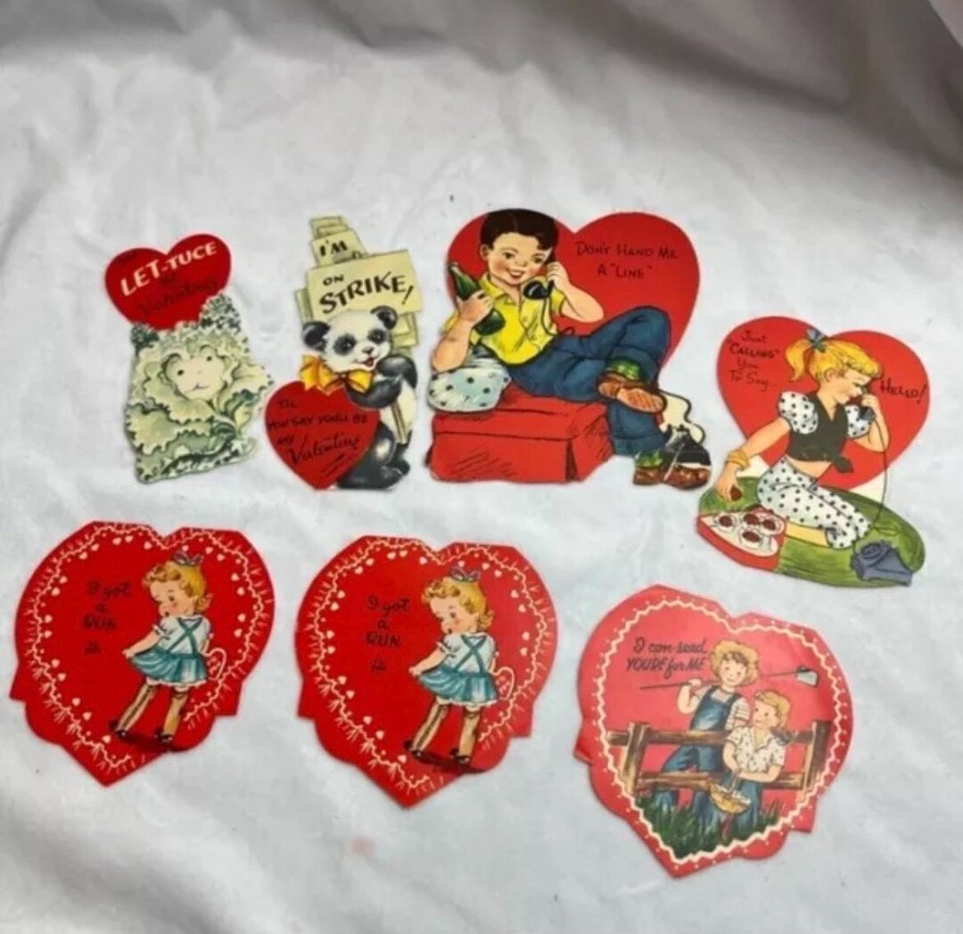 Vtg Valentines Day Cards Die Cut 1950s A-meri-card Gibson Lot of Seven ...