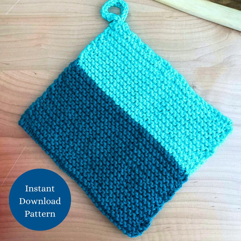 Colorblock Potholder Knitting Pattern: Easy Double Thick Hotpad (PDF Pattern) - Etsy