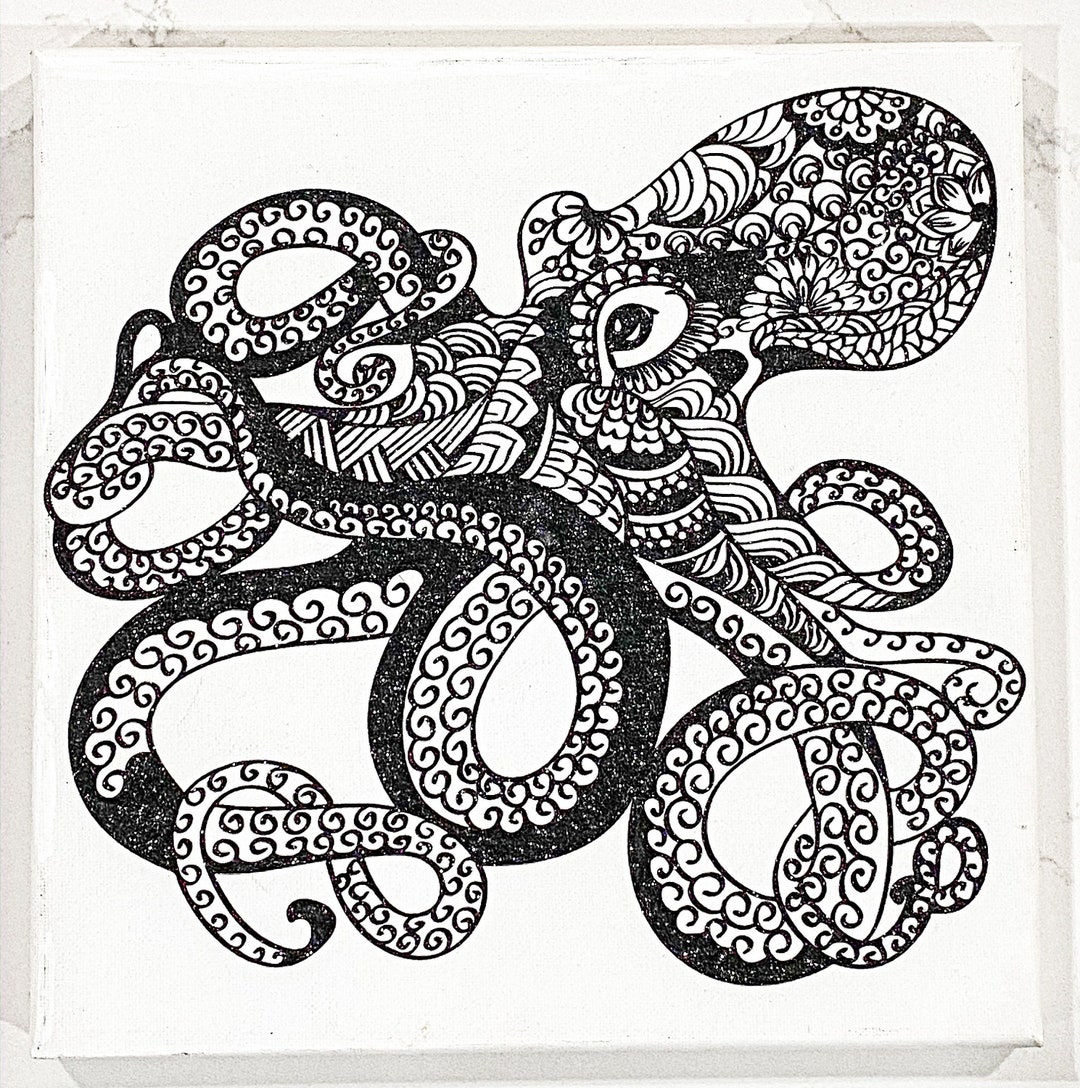Zentangle Mandala Octopus Wall Art Decor Beach Ocean Sign Wall - Etsy