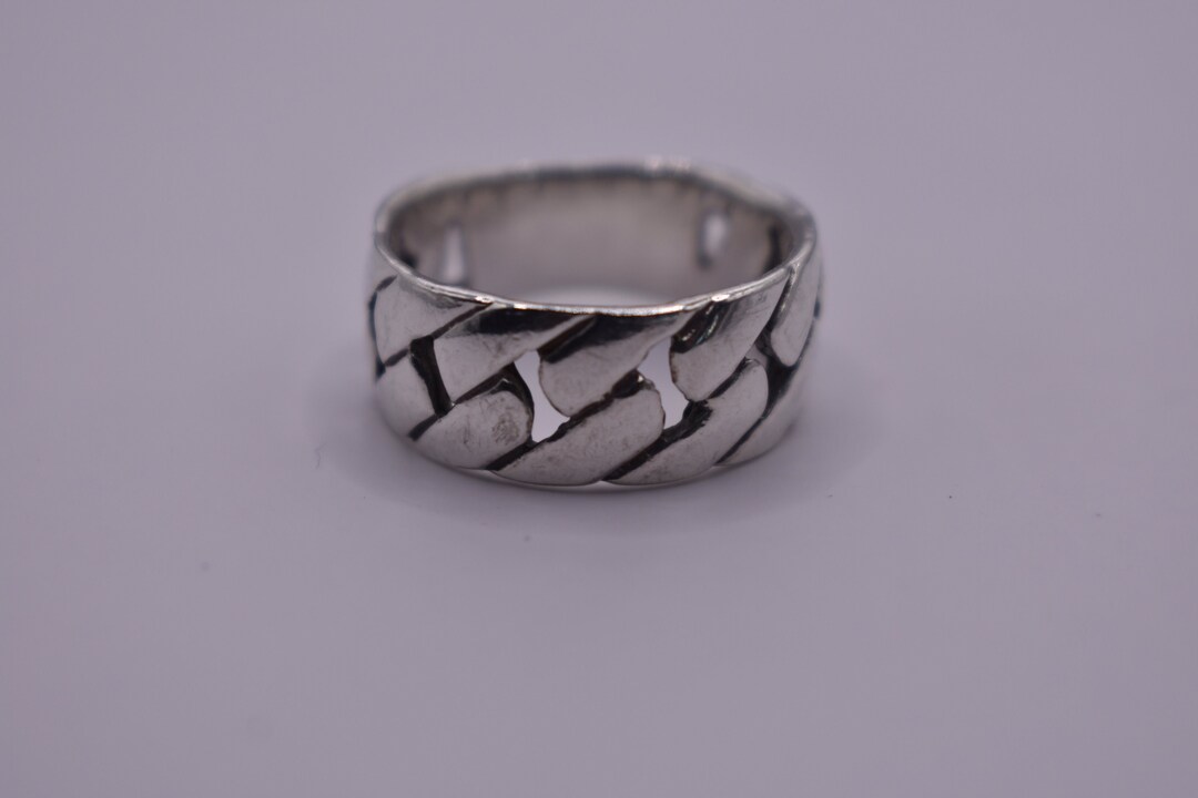 Vintage 925 Sterling Silver Curb Ring Size Q - Etsy