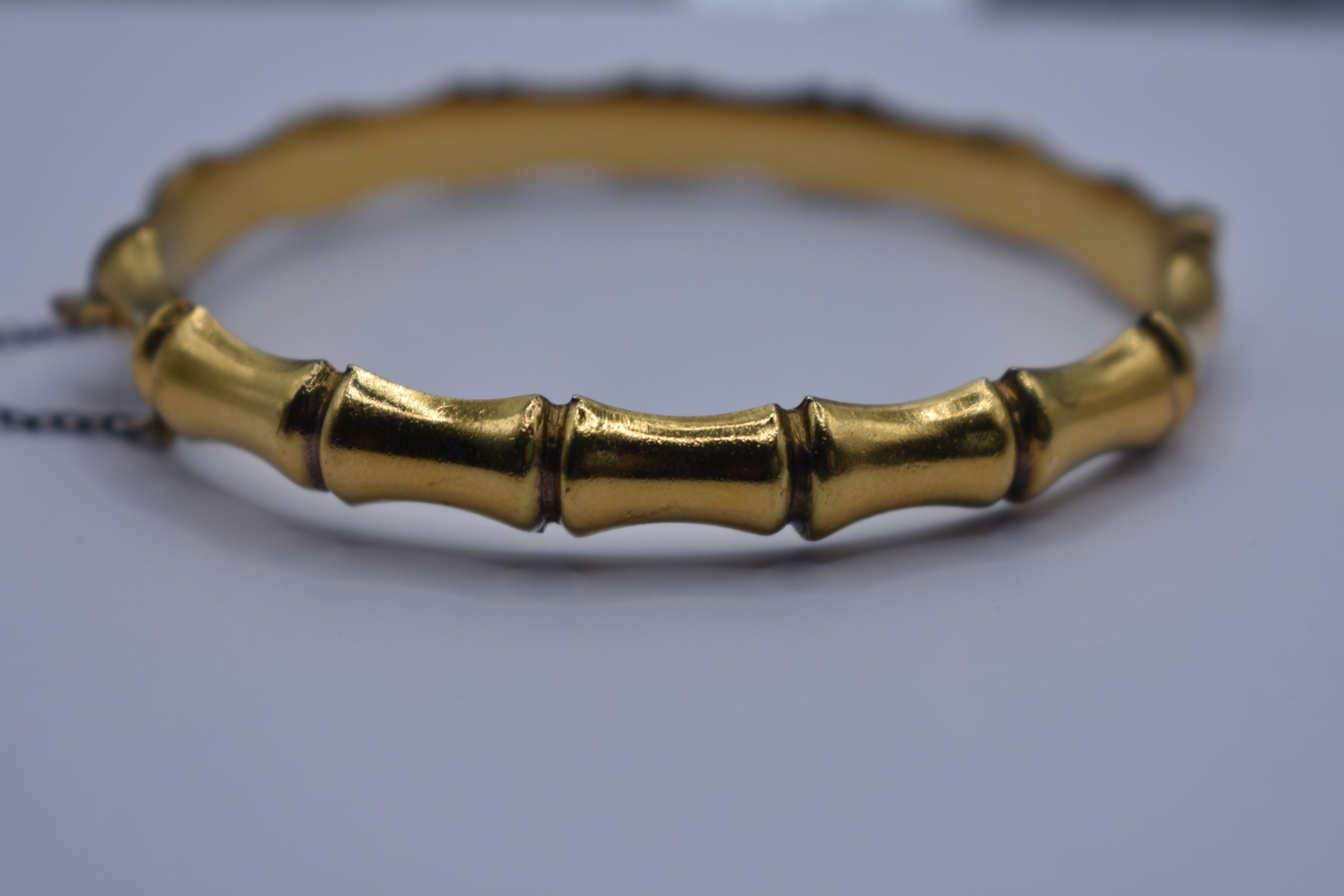 Vintage 9ct ROLLED GOLD Metal Core Bamboo Bangle With Safety Chain - Etsy