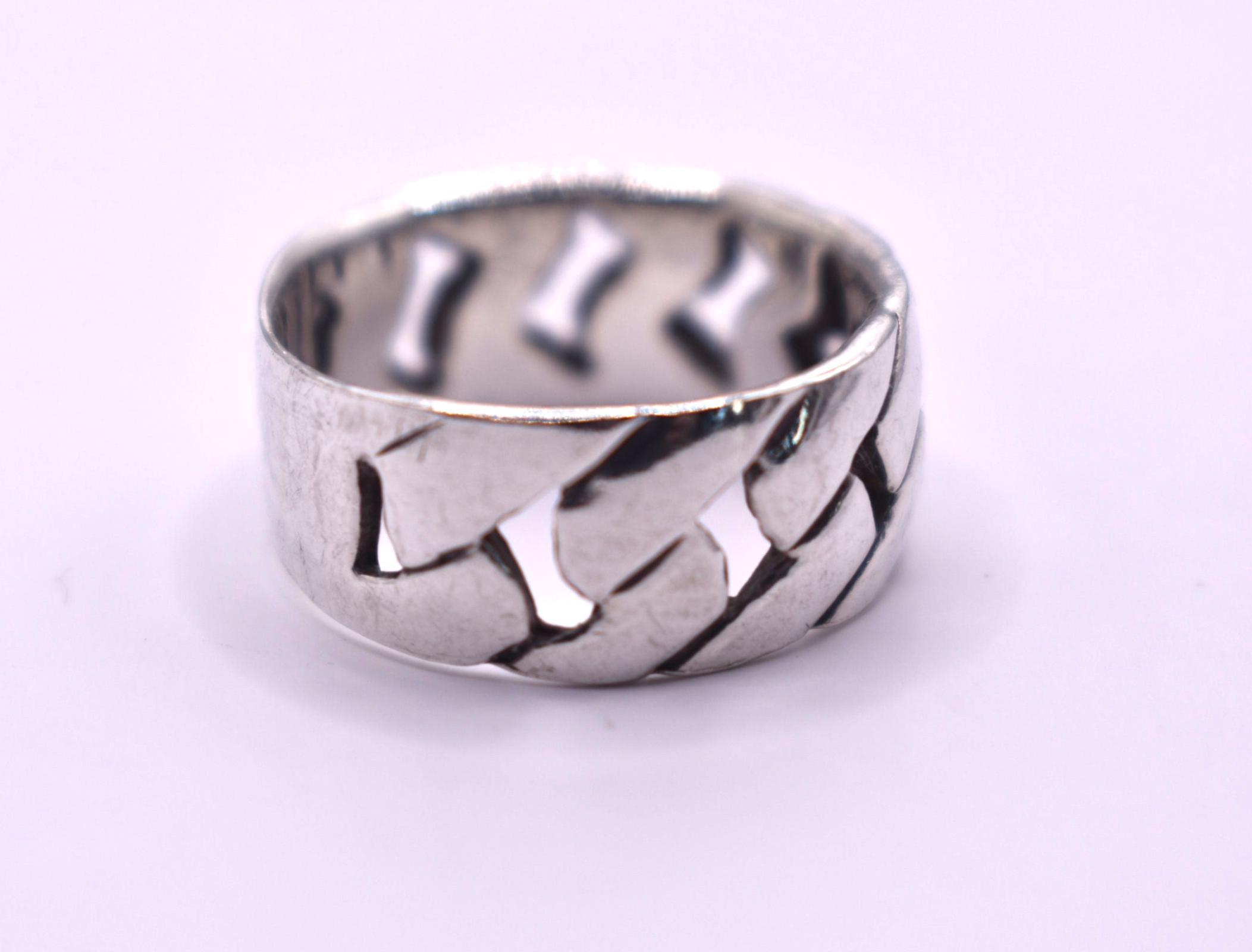 Vintage 925 Sterling Silver Curb Ring Size Q - Etsy